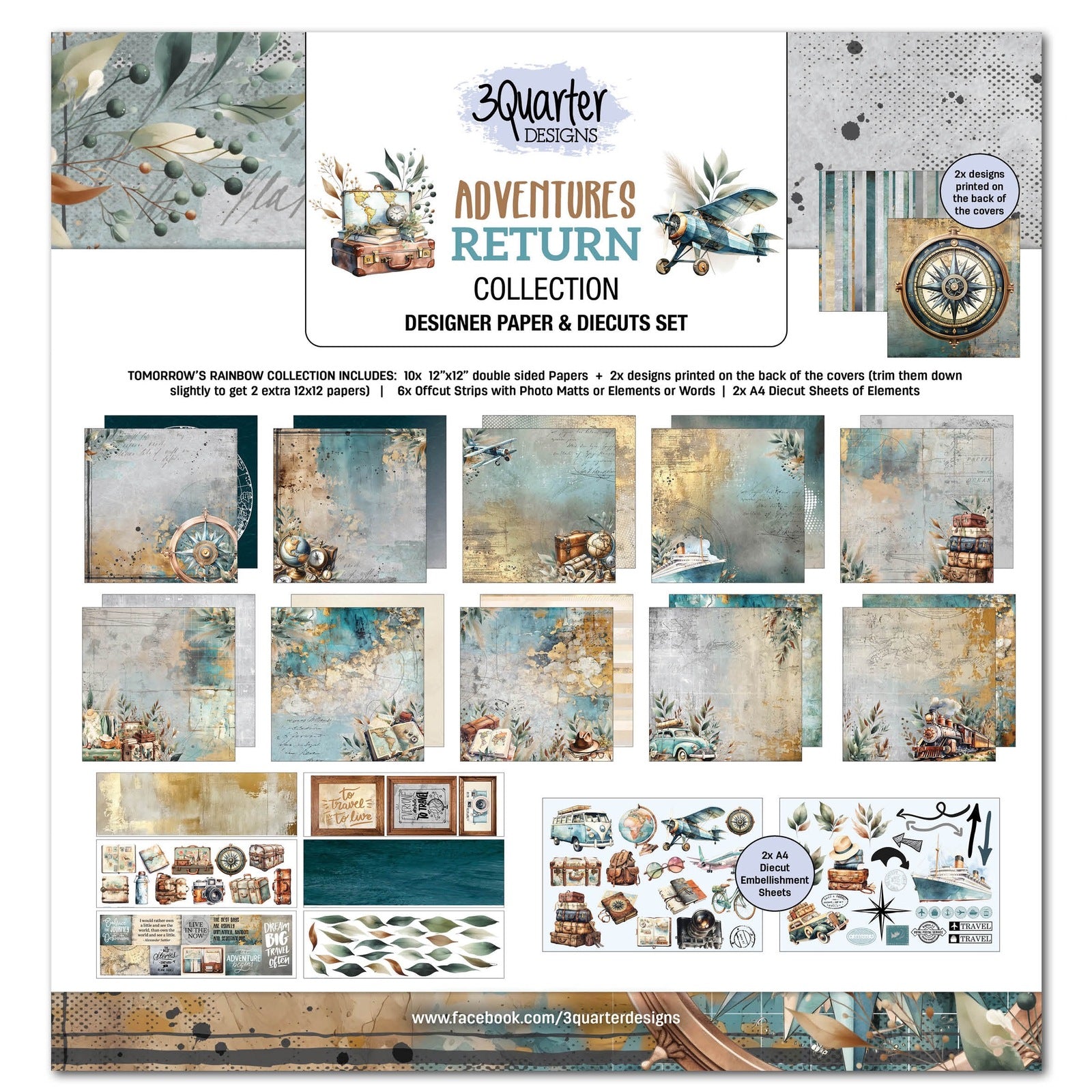 3 Quarter Designs - Adventure returns Collection Designer Paper & Diec ...