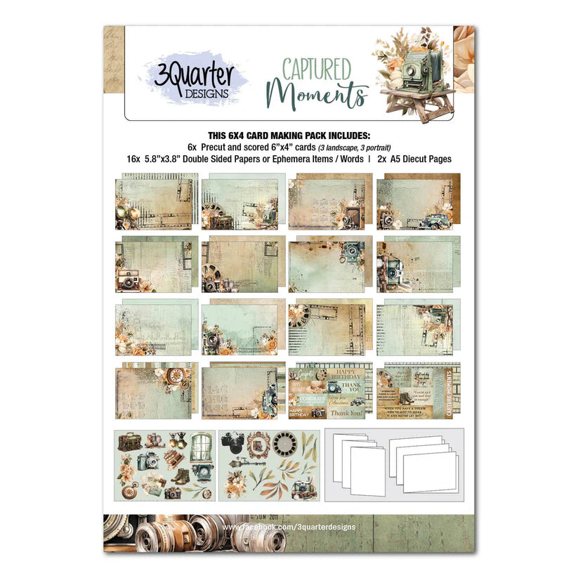 3 Quarter Designs - Captured Moments 6x4 Card Pack – 10Cats