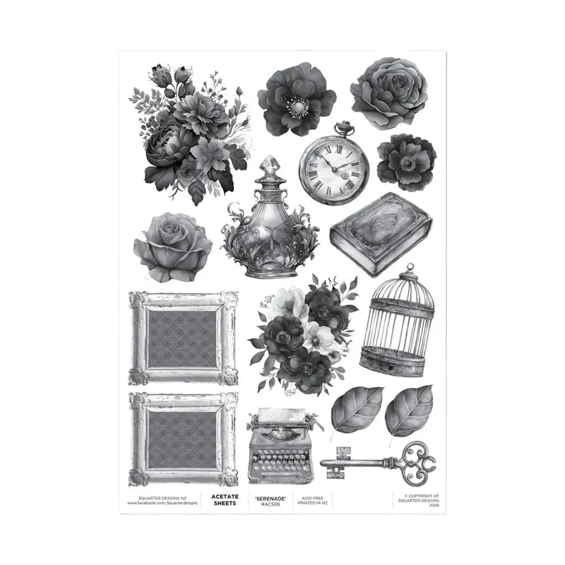 3 Quarter Designs - Acetate Sheets - Petal Serenade – 10Cats