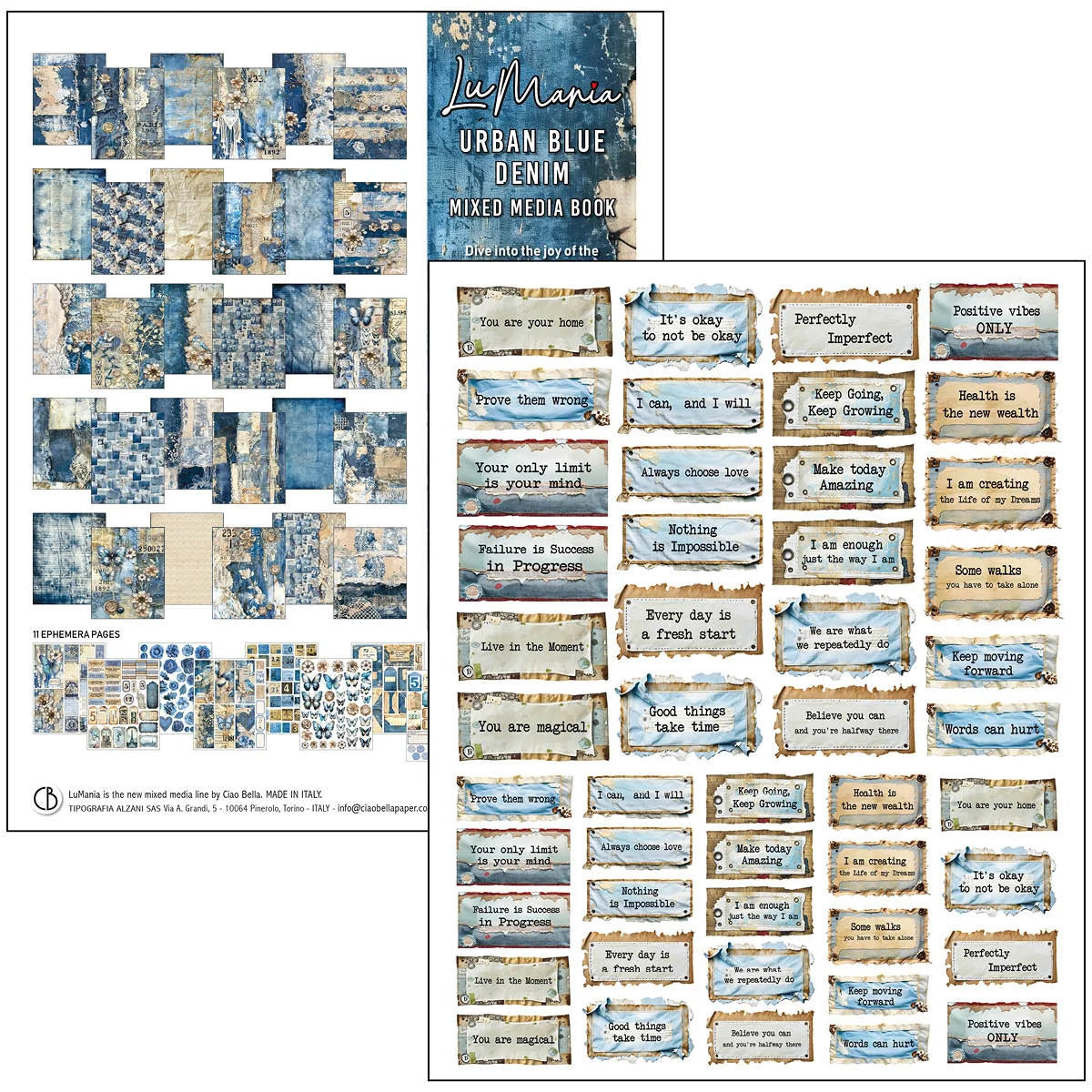 Ciao Bella -Mixed Media Book Urban Blue Denim – 10Cats