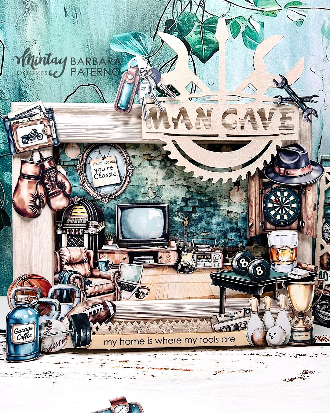 Mintay Papers -Man Cave 12 x 12 Scrapbooking Paper set – 10Cats