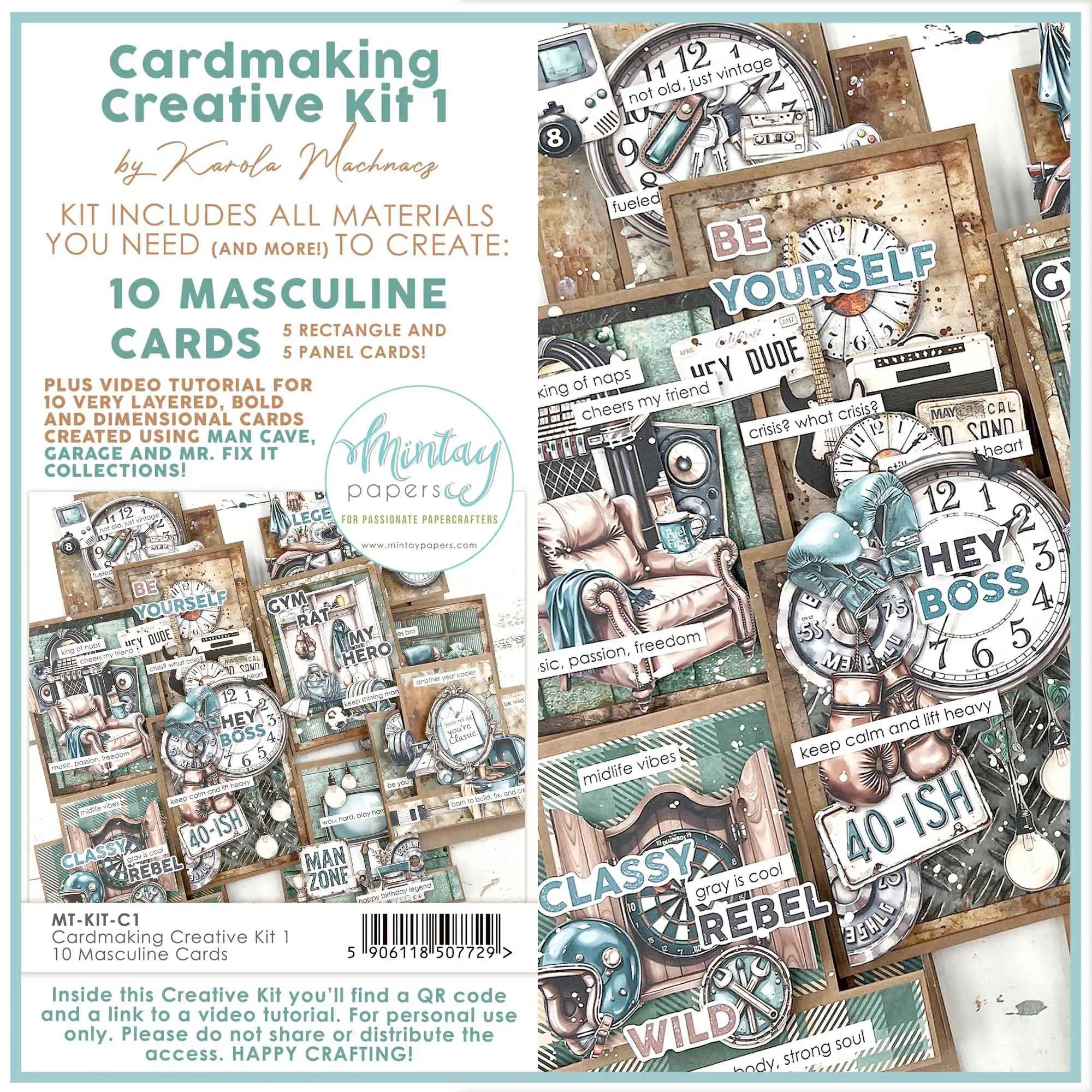 Mintay Papers - Cardmaking Creative Kit 1, 10 Masculine Cards – 10Cats
