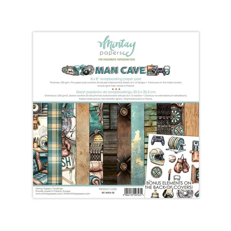 Mintay Papers - Man Cave 8x8 Scrapbooking Paper Pad – 10Cats