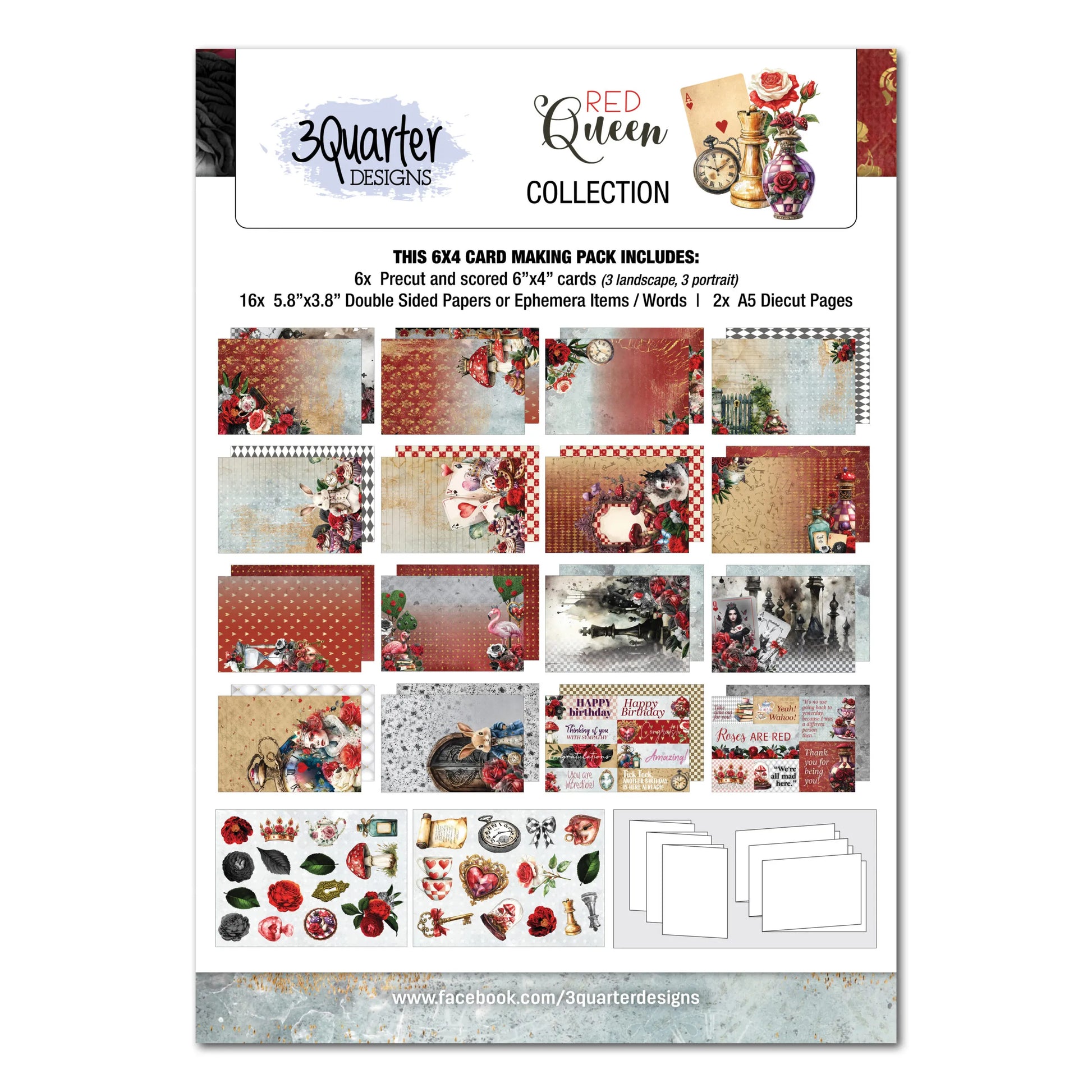 3 Quarter Designs - Red Queen Collection 6x4 Card Pack – 10Cats