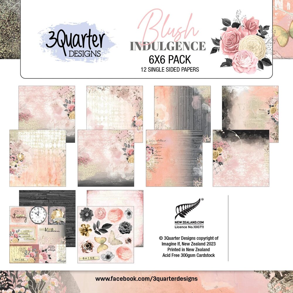 3 Quarter Designs - Blush Indulgence 6x6 Pack Papers – 10Cats
