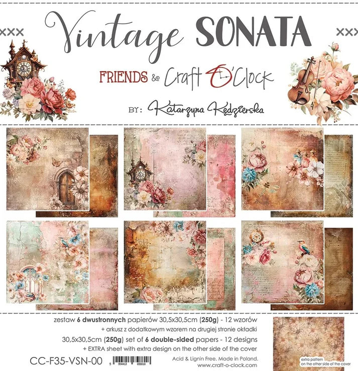 Craft O'Clock - Vintage Sonata 12"x12" Paper Collection Pack – 10Cats